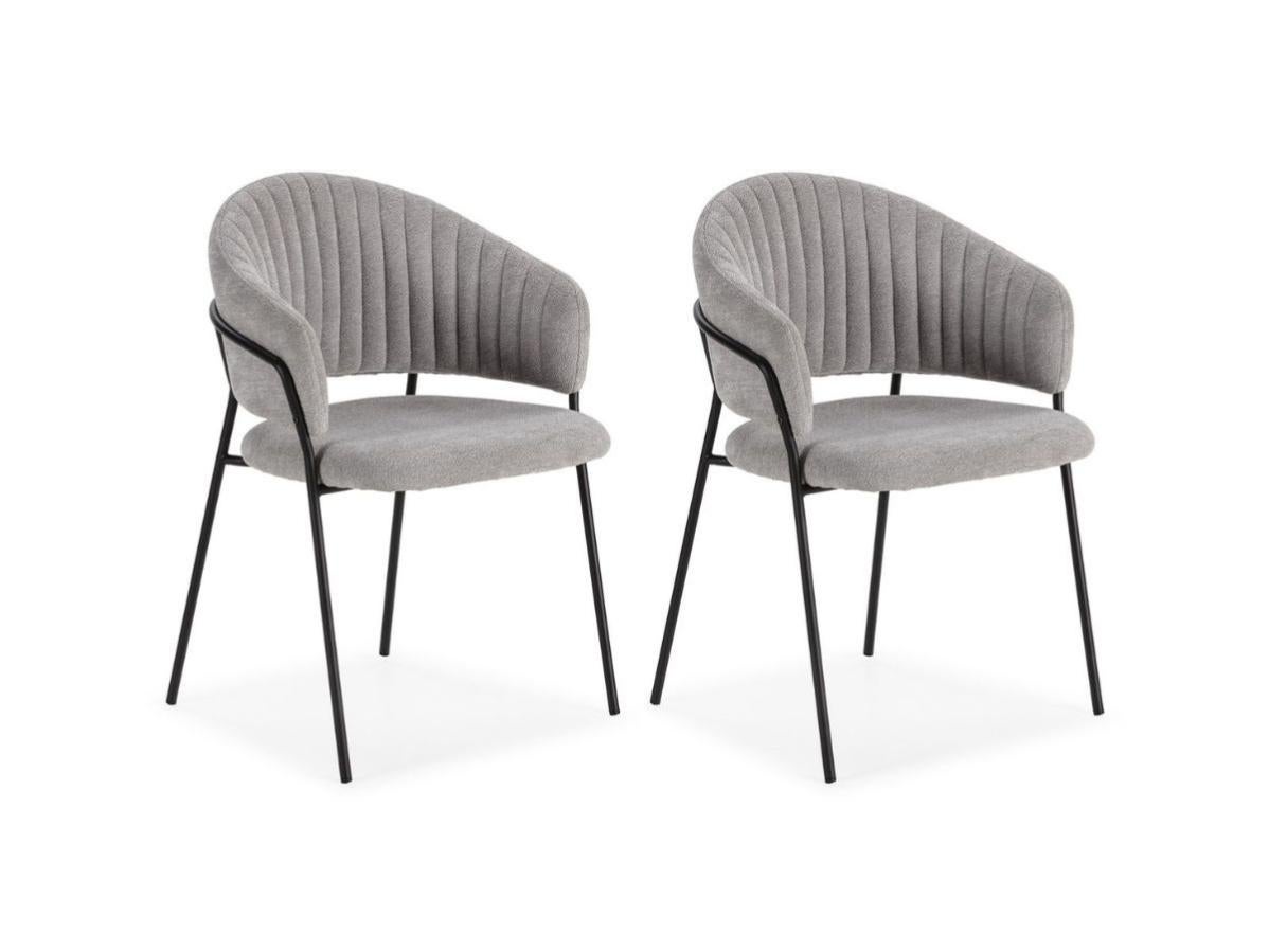 BOBOCHIC Lot de 2 chaises LOU tissu texturé Gris clair | Leroy Merlin