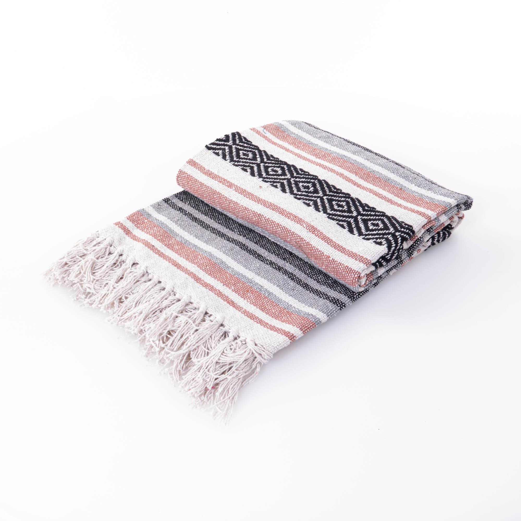 Serviette de plage avec des franges, 130 x 180 cm, Home Styling Collection | Leroy Merlin