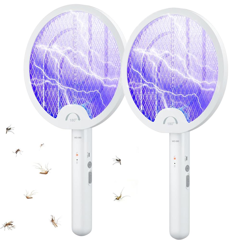 2 Tapette à mouche électrique 2 en 1, raquette anti-insectes, tueur de ...