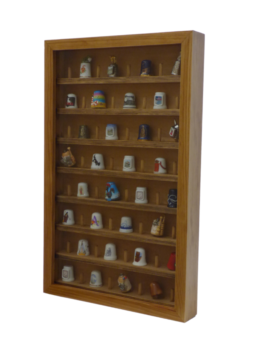 Vitrina colecciones dedales. Acabado Barniz Roble. Varias medidas. (64 ...