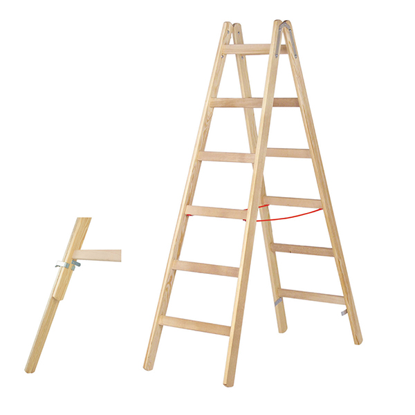 Escabeau bois 2x6 marches - Hauteur atteignable 3.10m - 71410/2x6/79640 | Leroy Merlin