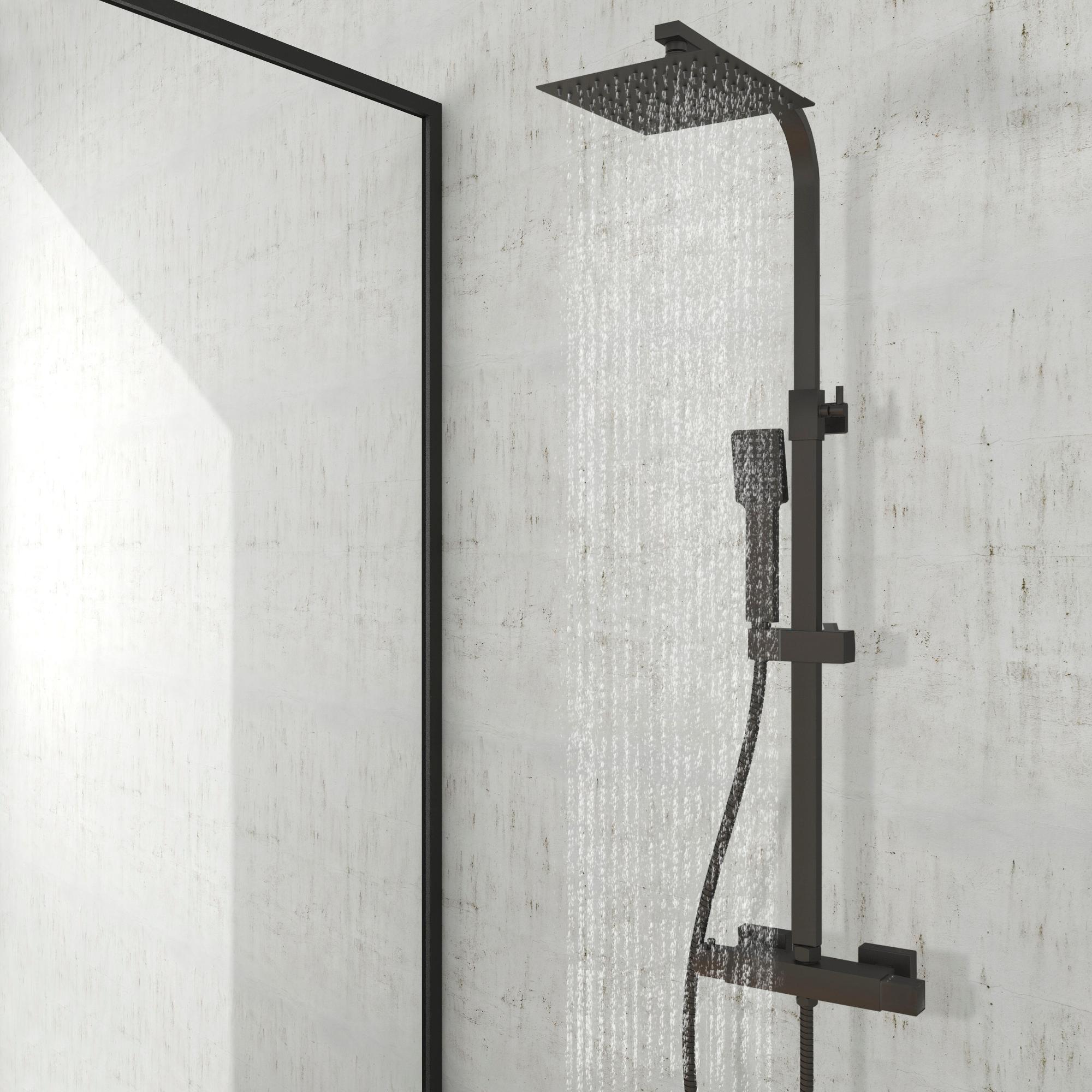 OCEAN Colonne de douche thermostatique, douchette carrée 200 mm ...