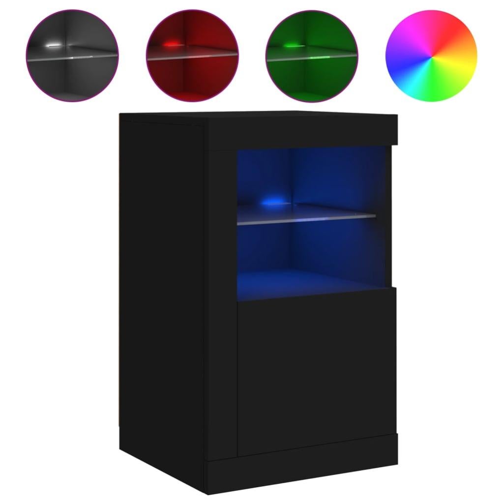 Armoire latérale avec lumières LED noir bois d'ingénierie | Leroy Merlin