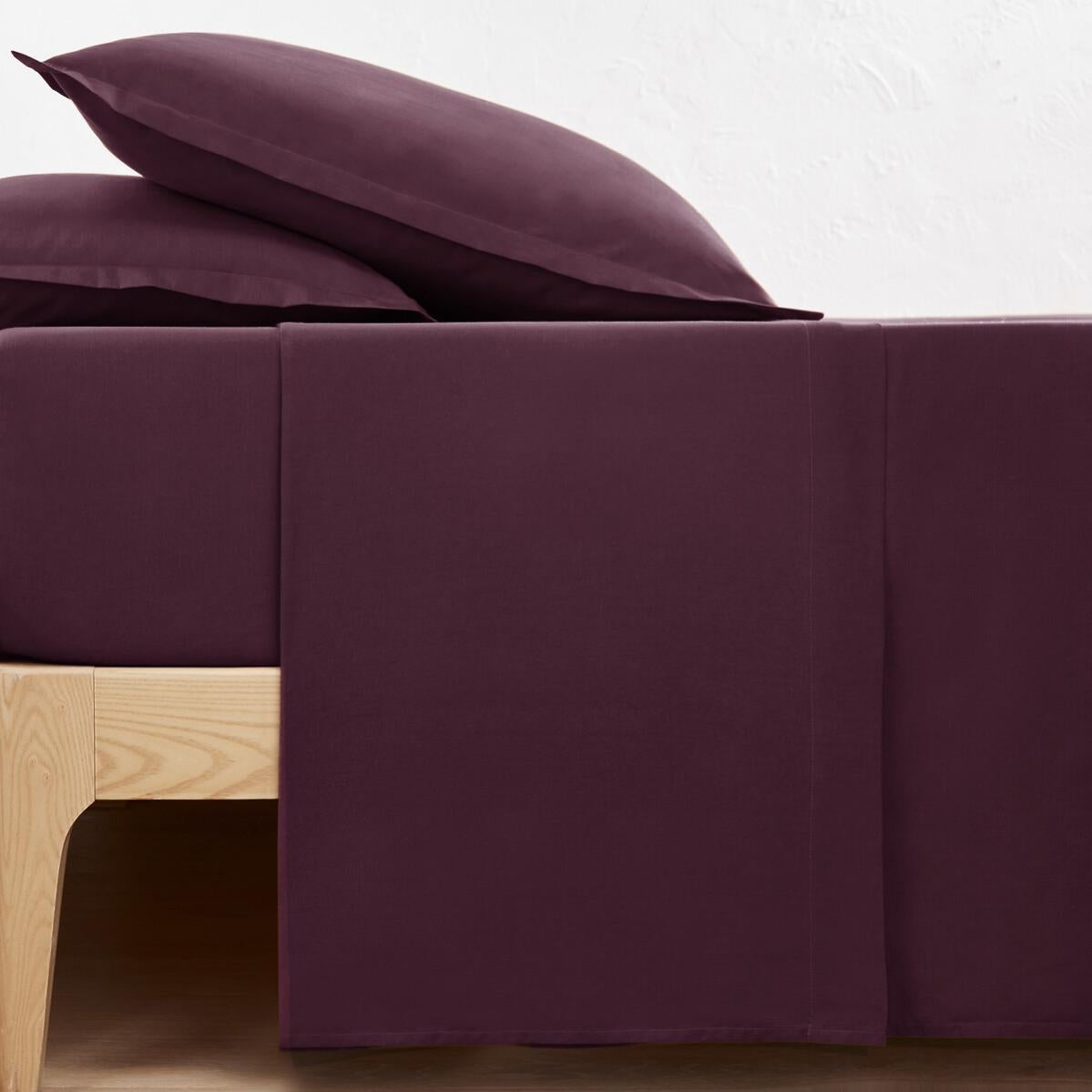 Drap plat uni percale de coton Scenario - Myrtille - 270 x 290 cm ...