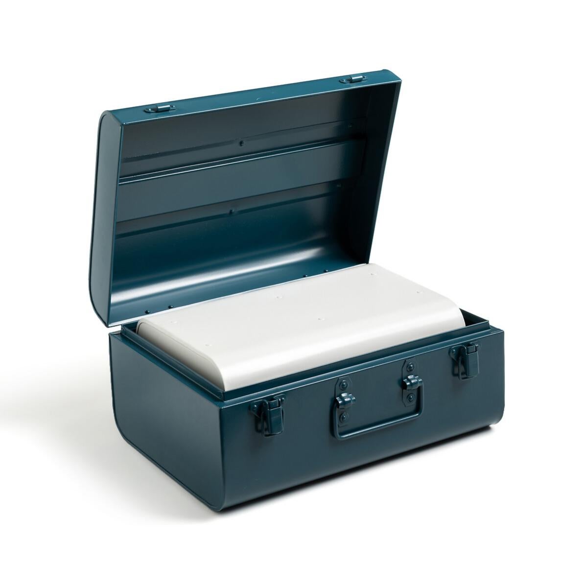 Lot de 2 malles en métal tôle de fer, Masa - Bleu de prusse/Blanc - taille unique | Leroy Merlin