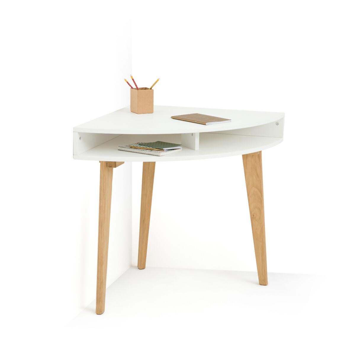 Bureau console d'angle, Grimsby - Blanc/bois - taille unique | Leroy Merlin