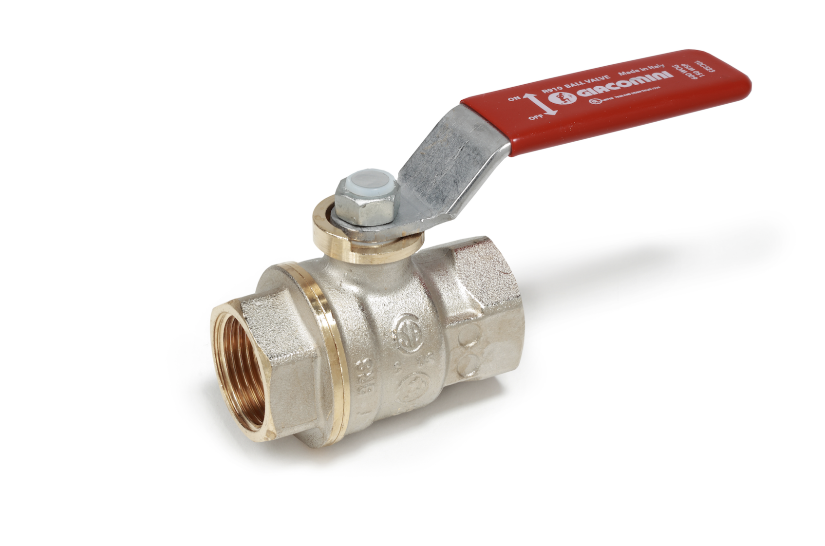 Valvola a sfera attacchi F-F maniglia a leva passaggio totale sfera Dado Giacomini R910 - 1 1/4 ...