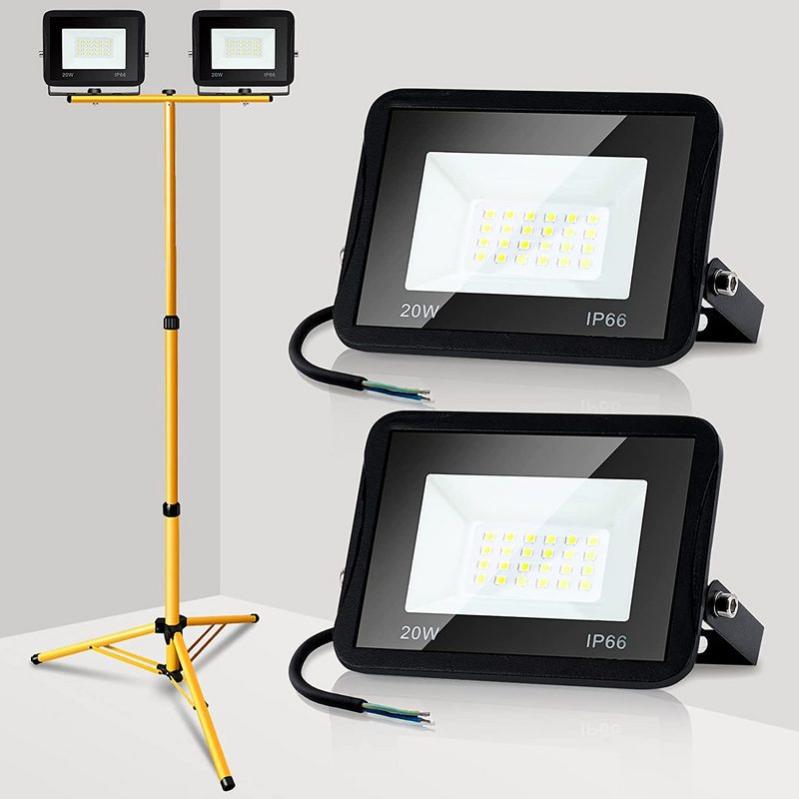 Projecteur de chantier LED avec trépied IP66 Jardin Projecteur LED ...