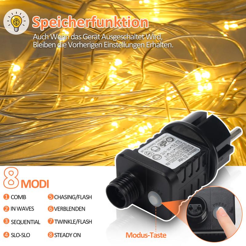 Luce netta a LED 2 * 2M Tenda luminosa Stringa di luce Luce esterna 8 ...