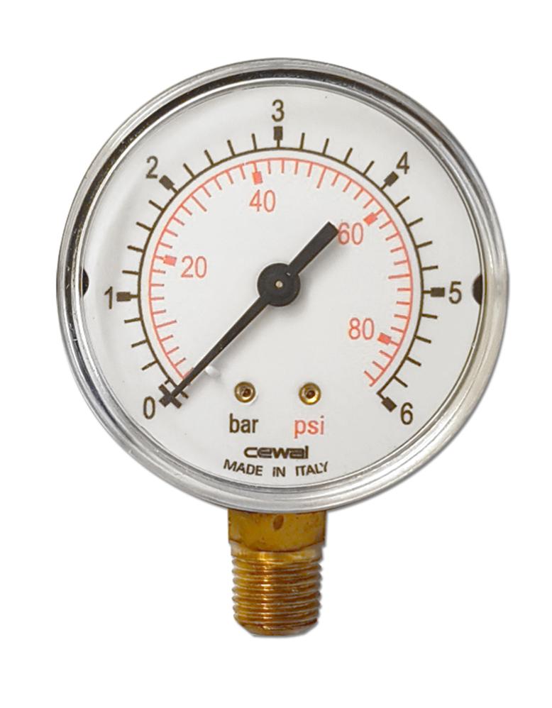 Manómetro de resorte Bourdon con conexión radial Ø 62 mm 1/4" PSI | Leroy Merlin