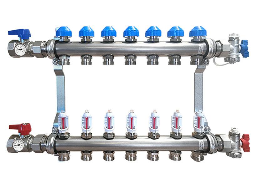 Collettore di distribuzione premontato per impianti radianti da 1" con ...