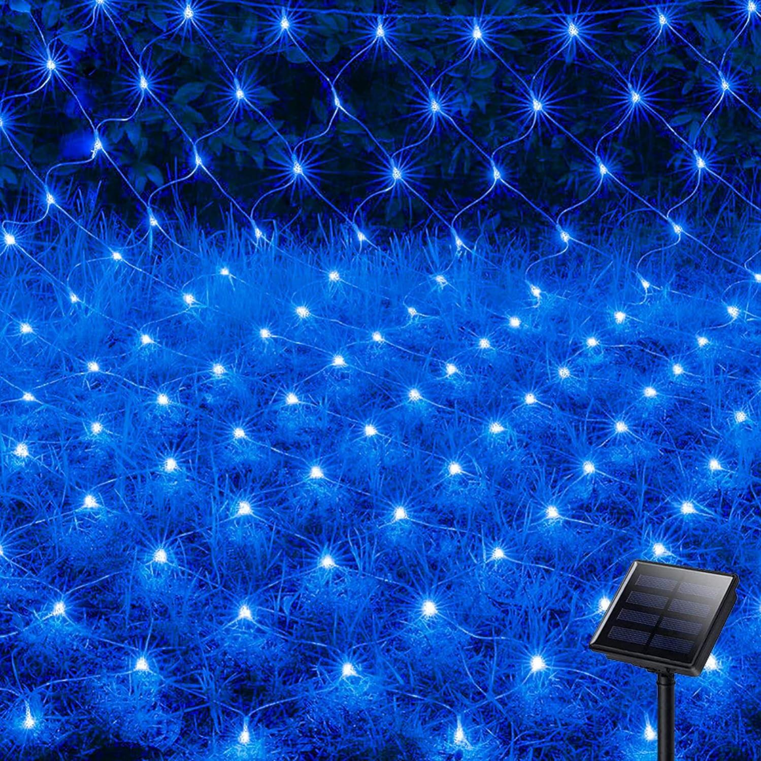 192 LEDs Filet Lumineuse Solaire, 3m x 2m 8 Modes Nettes Guirlande ...
