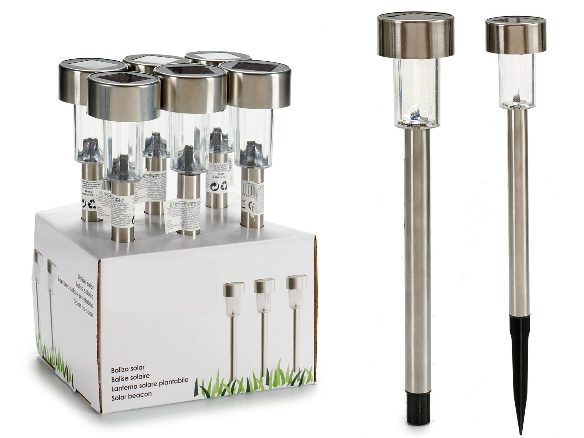 TIENDA EURASIA® Pack 6 Balizas Solares de Exterior, 28615 - Acero 5,5 x ...