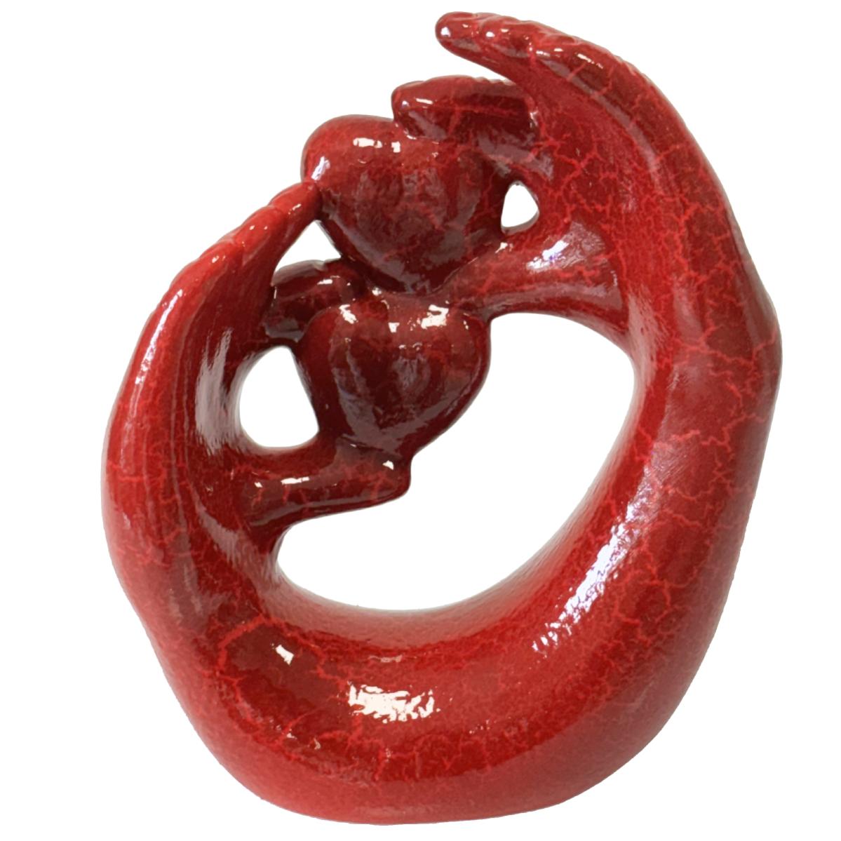 Statue en céramique mains et coeurs rouges 23 cm | Leroy Merlin