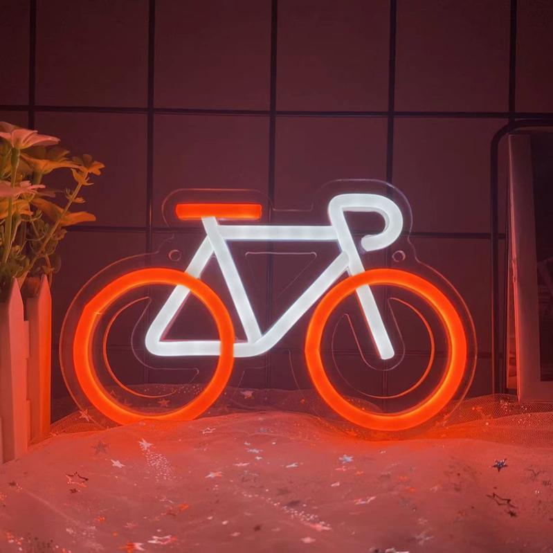 Vélo néon jaune blanc néon mur décor LED signe personnalisé USB ...