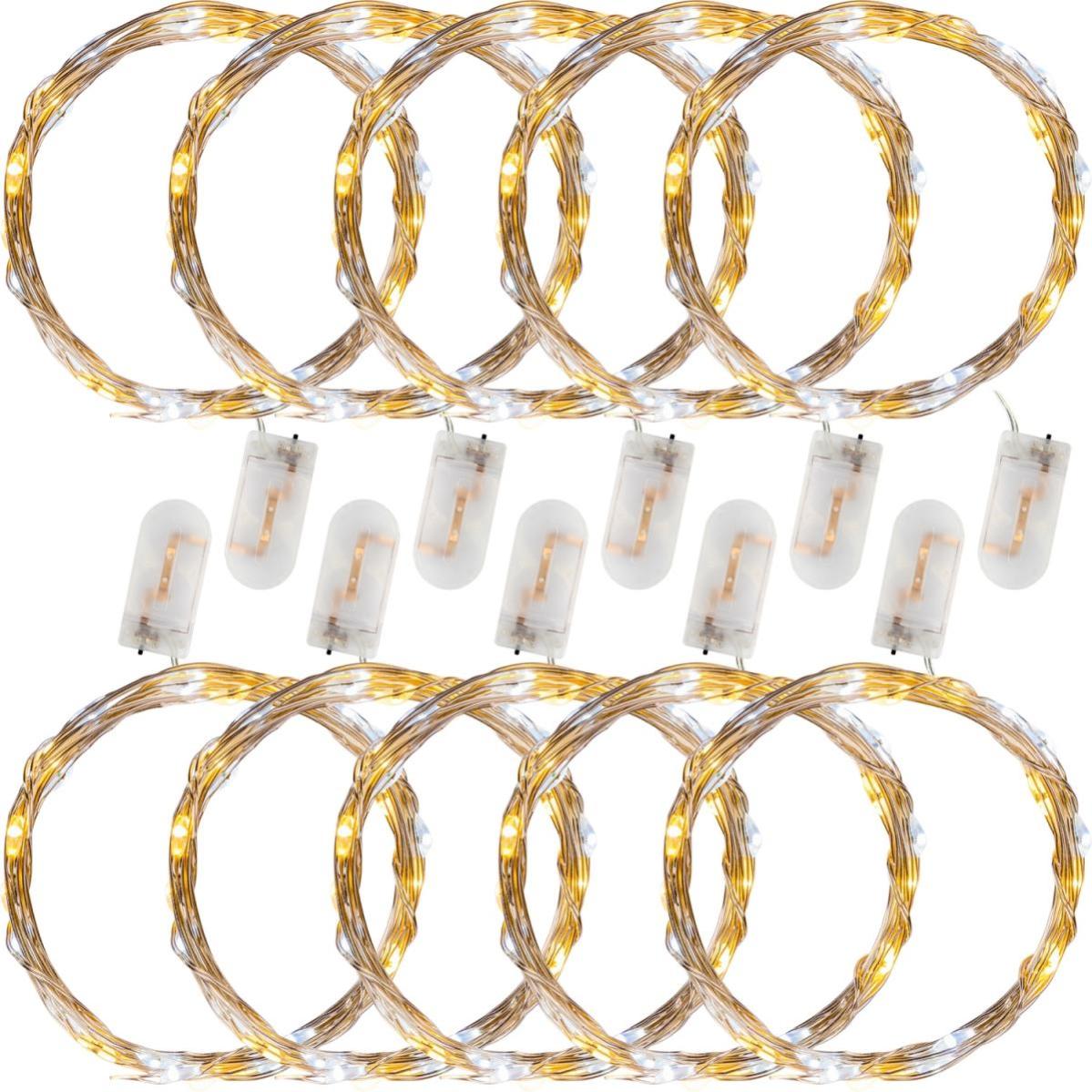 VOLTRONIC® Fil lumineux LED, à piles, choix des couleurs, 10x 25 LED ...