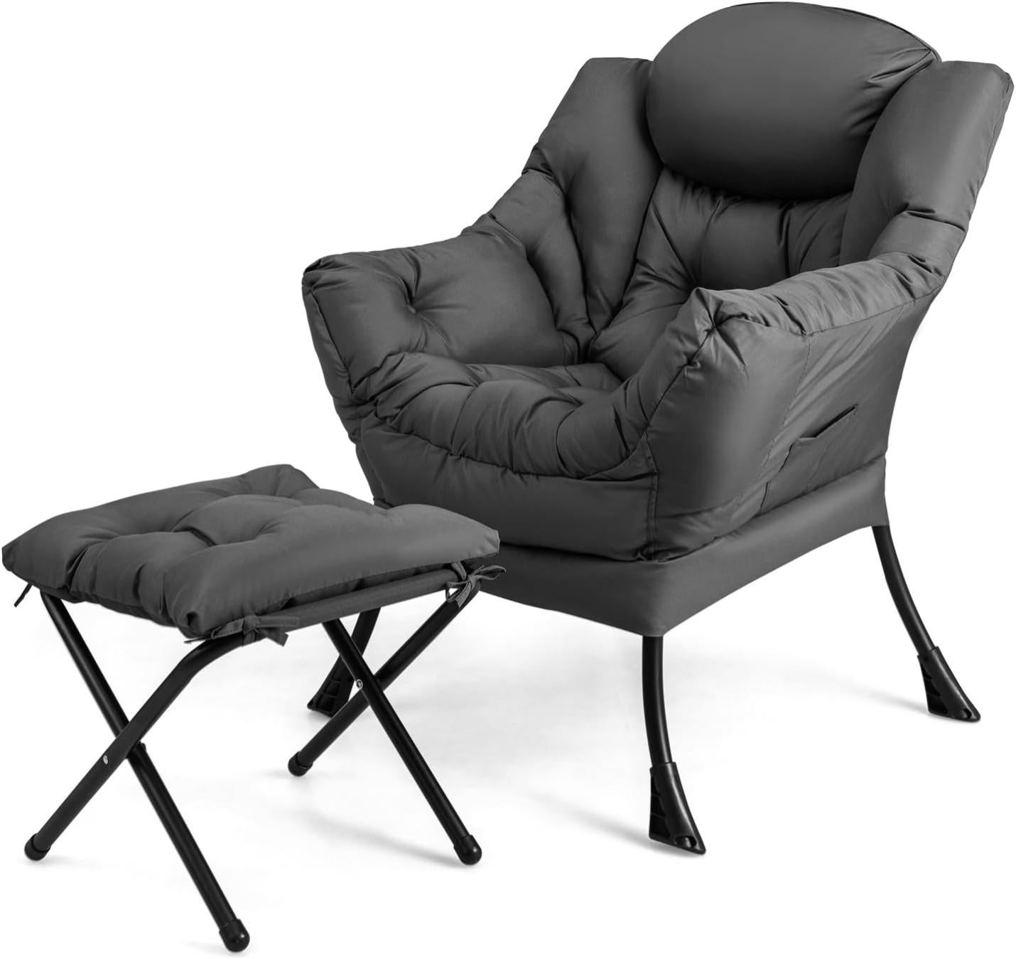 Fauteuil Salon avec Repose-Pieds Ottoman Pliant Charge 150KG+50KG ...