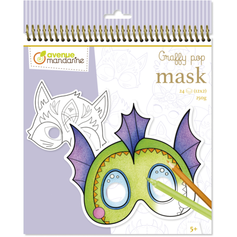 Carnet de coloriage Graffy Pop Mask - Animaux fantastiques - 24 formes ...