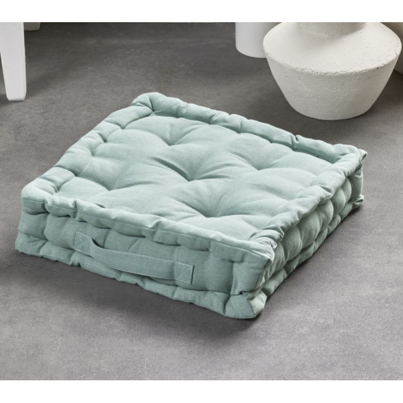 Coussin de sol carré en coton "Essential" - Vert céladon - 40 x 40 x H ...