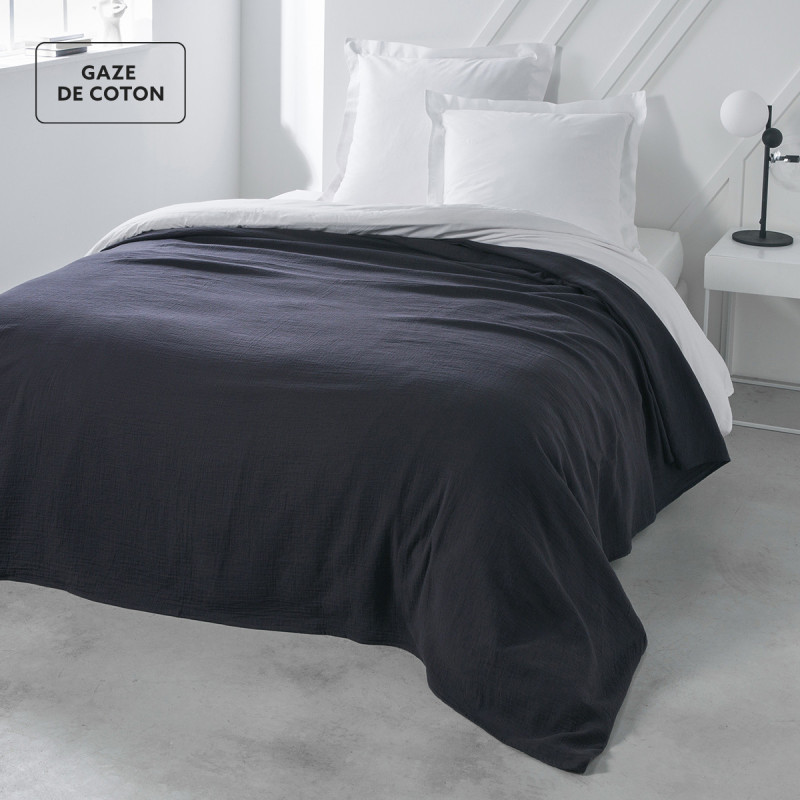 Couvre lit double "Essential" en Coton - Gris fusain - 220 x 240 cm ...