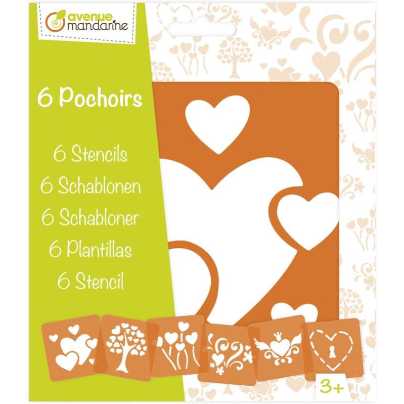 Set de 6 pochoirs pour enfants - C urs - Orange - 15 x 15 cm | Leroy Merlin