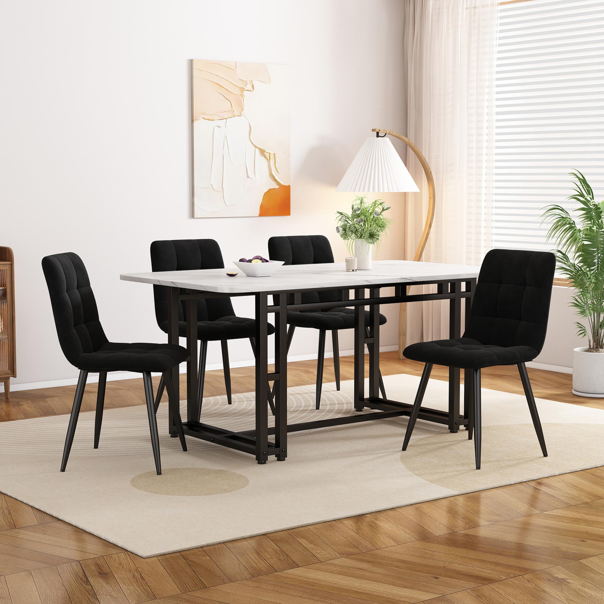 Table à manger avec 4 chaises, table de cuisine moderne, chaises de ...