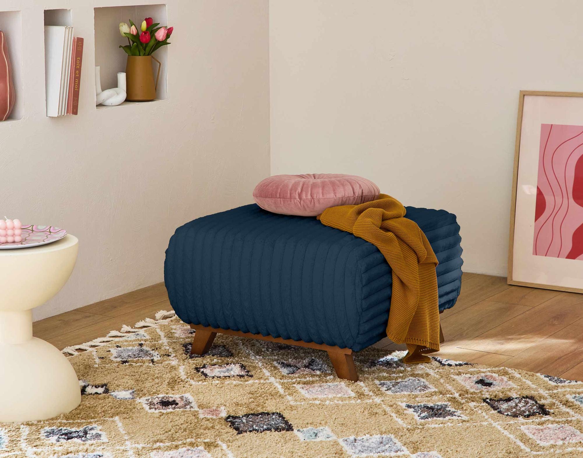 Cristal - pouf modulable - 65 cm - en velours côtelé grosses côtes ...