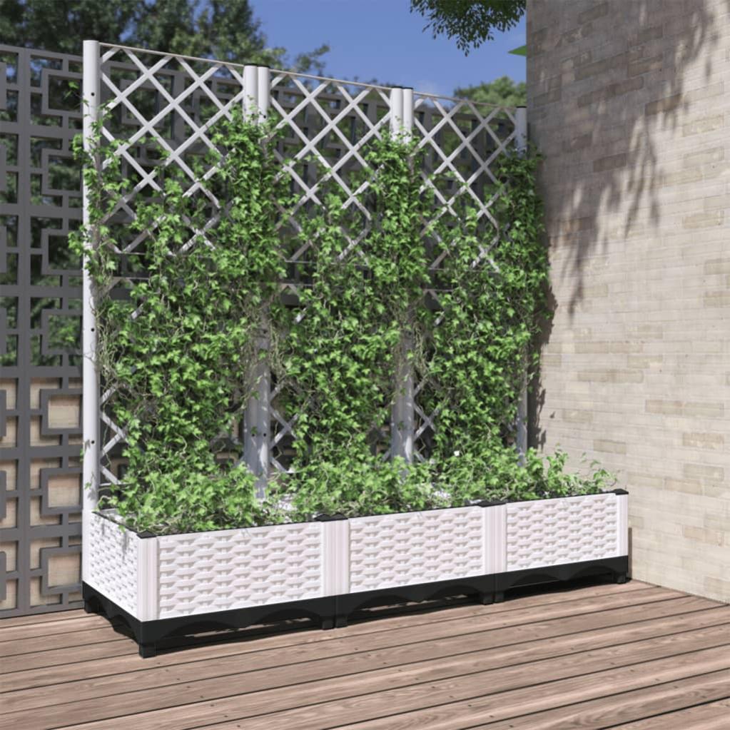 Jardinière, Pot de fleur，Bac à fleurs avec treillis Blanc 120x40x121,5 ...