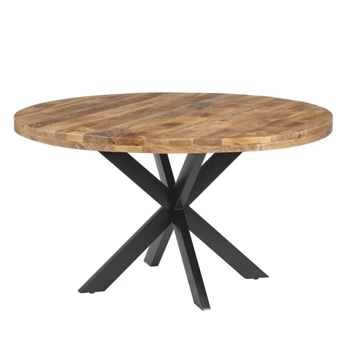 MOVAN - Table de Repas Ø140cm en Manguier et Métal Noir | Leroy Merlin
