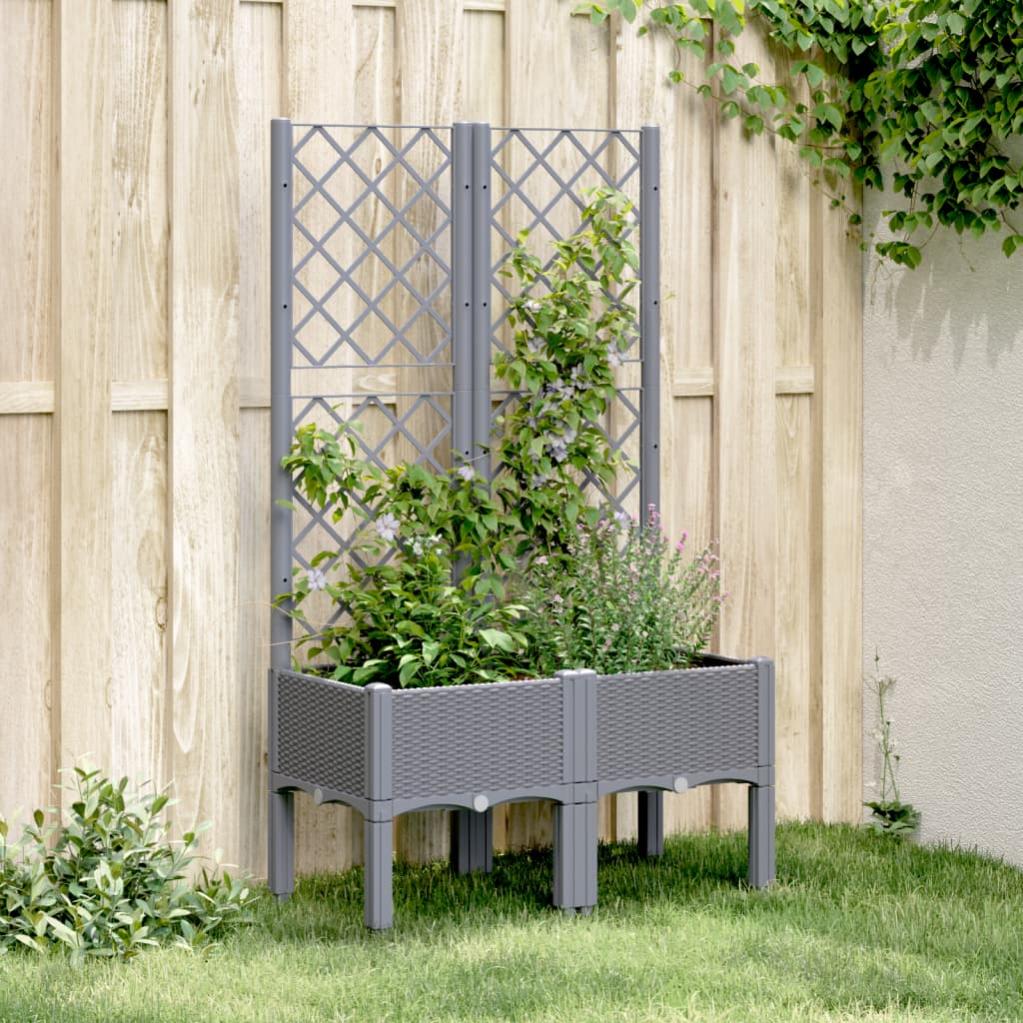 Jardinière, Pot de fleur，Bac à fleurs avec treillis gris 80x40x142 cm PP CFW11255 | Leroy Merlin