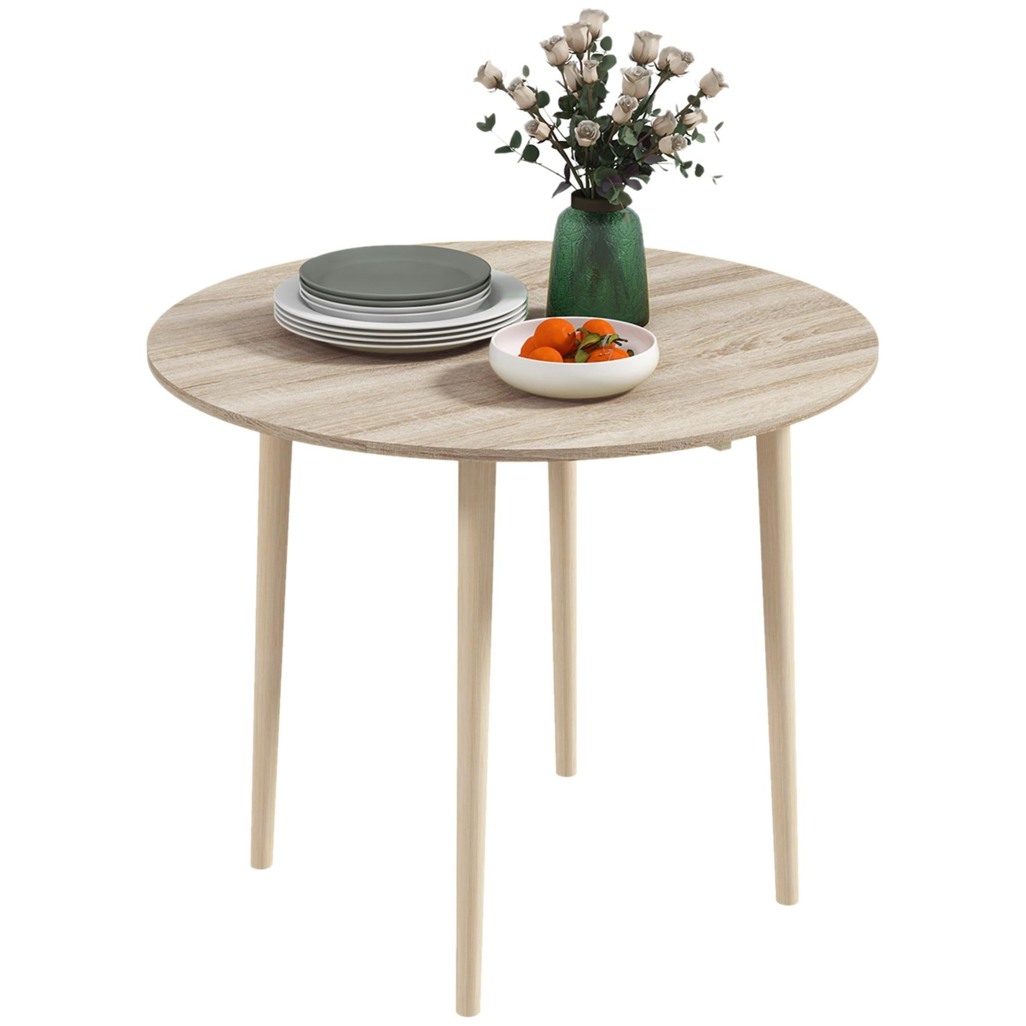 Table ronde pliable 2 abattants Ø 89 cm bois aspect chêne clair | Leroy ...