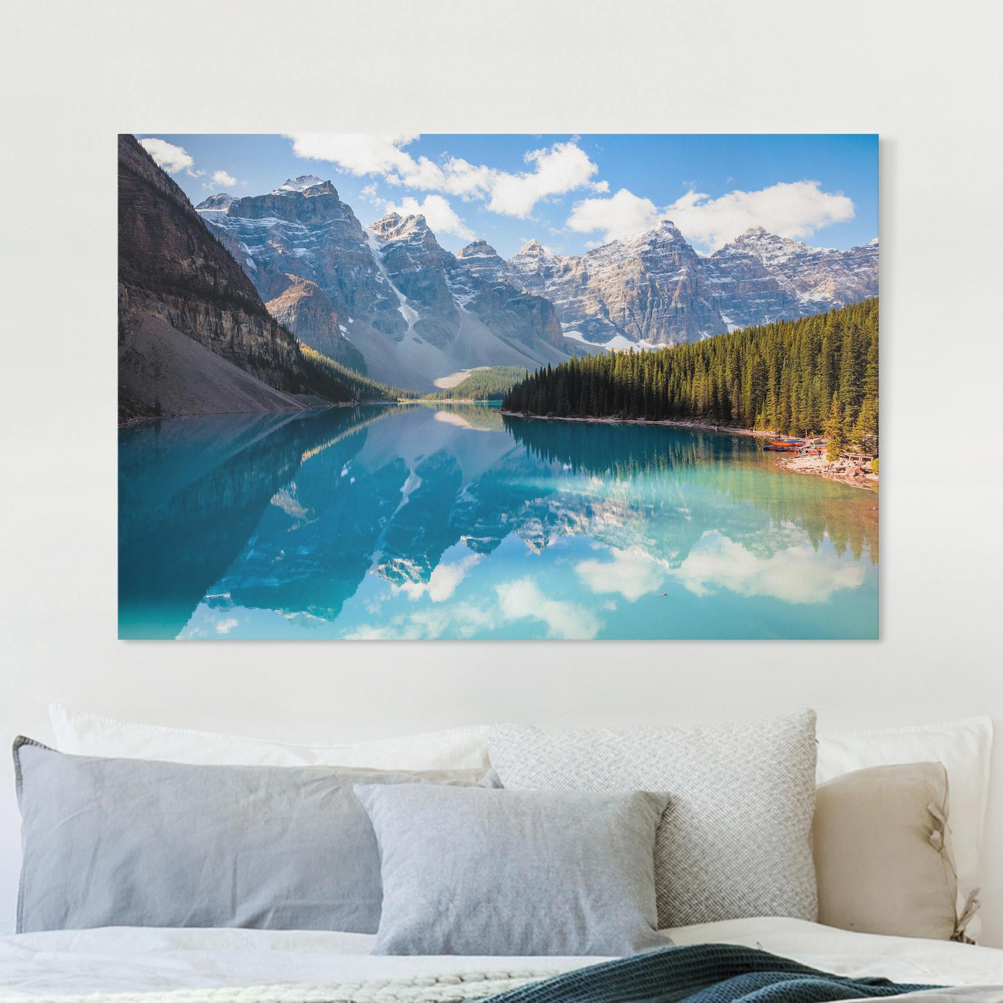 Impression sur toile - Lac de montagne limpide 90 x 60 cm | Leroy Merlin