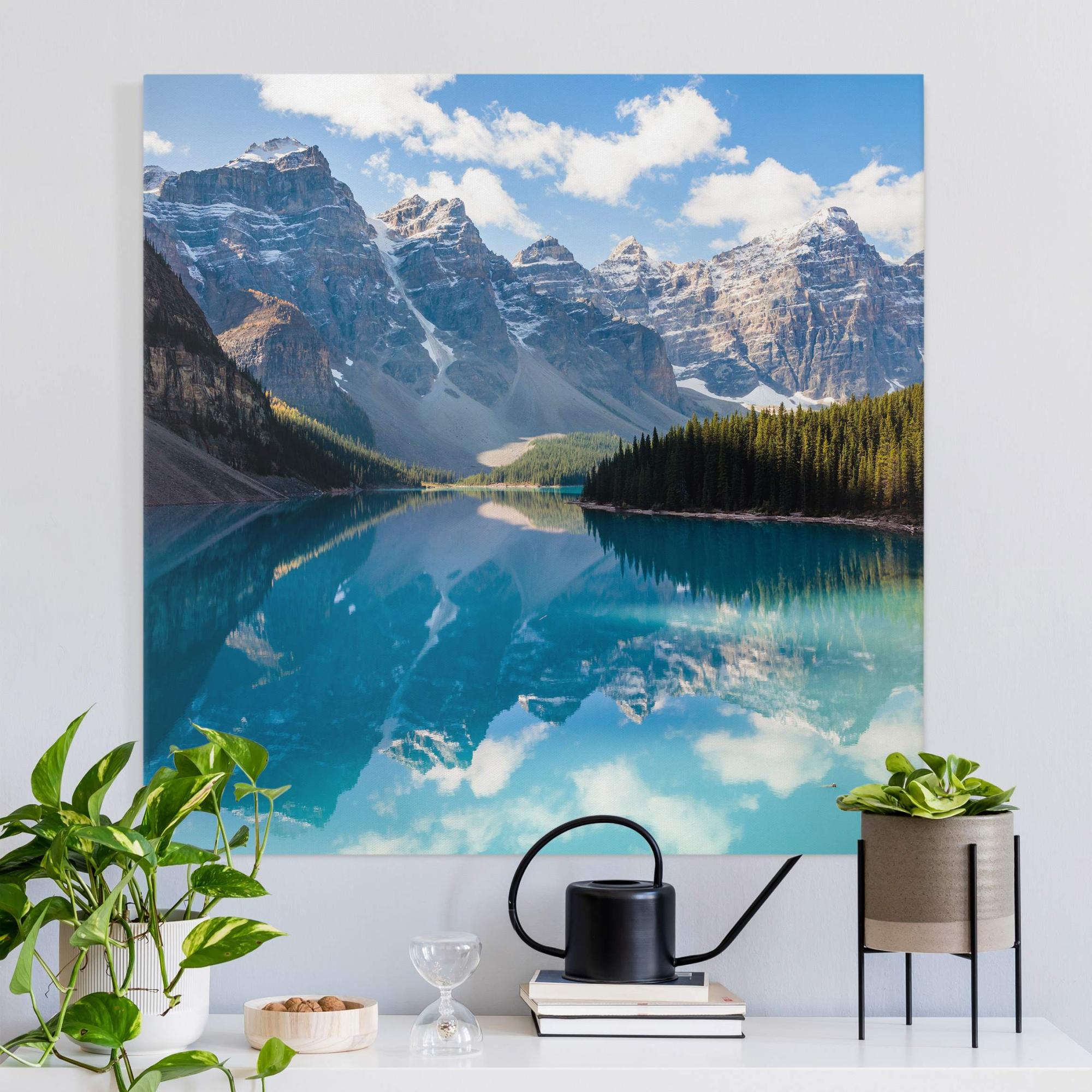 Impression sur toile - Lac de montagne limpide 70 x 70 cm | Leroy Merlin