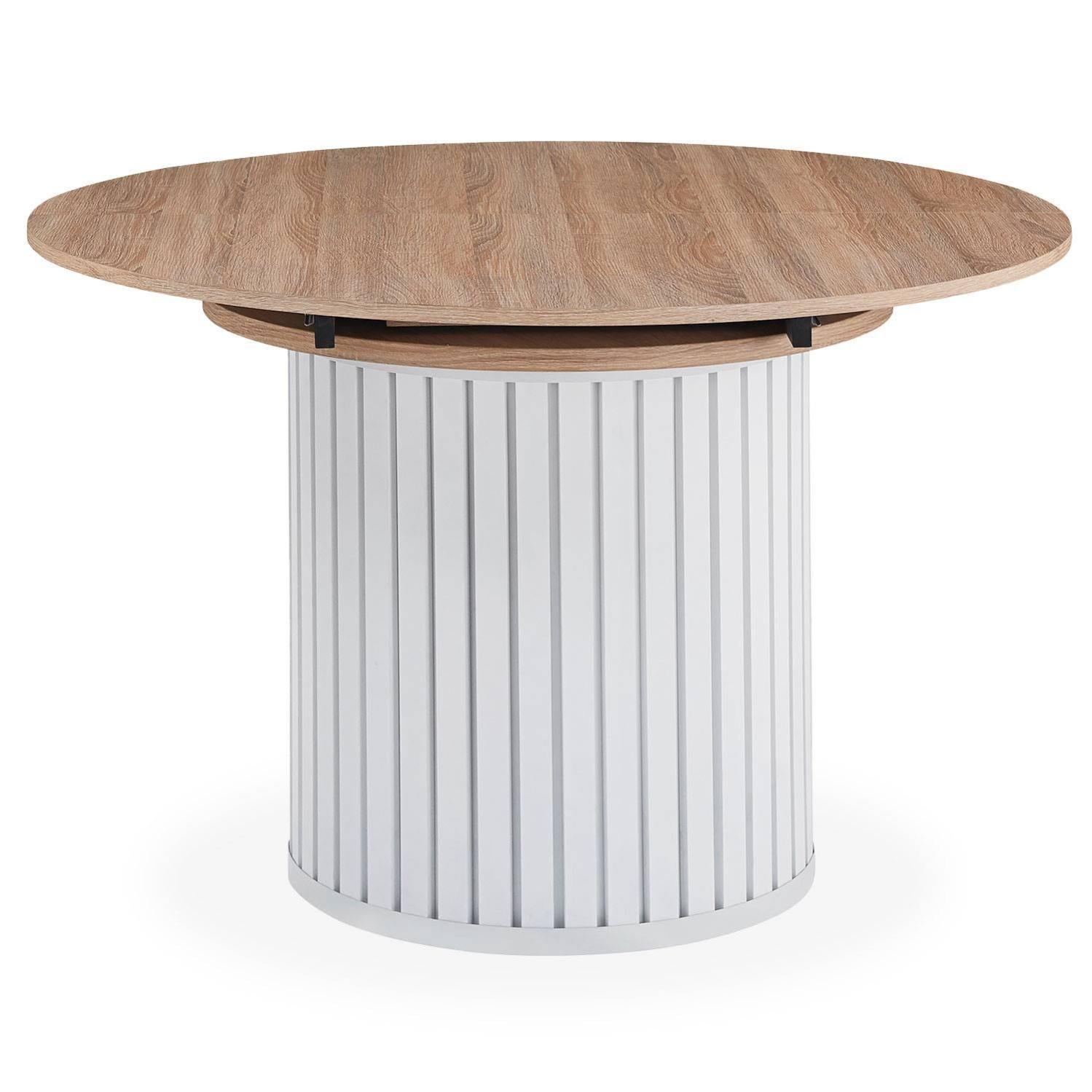 Table ronde extensible pied central style colonne Burkina 120-160cm ...