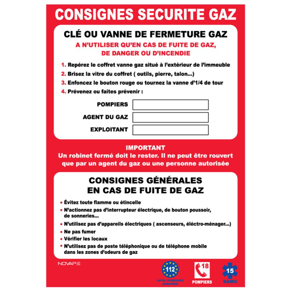 Panneau Consignes sécurité gaz - Rigide A3 297x420mm - 4600987 | Leroy ...
