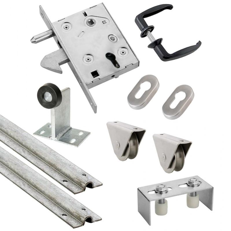 Kit complet portail coulissant roue acier gorge U en applique Ø100x16mm ...
