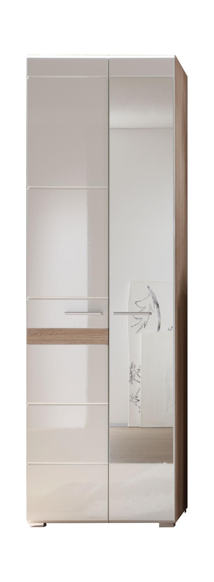 Oneth - Armoire d'entrée mélaminé chêne clair/blanc brillant L/H/P : 62 ...