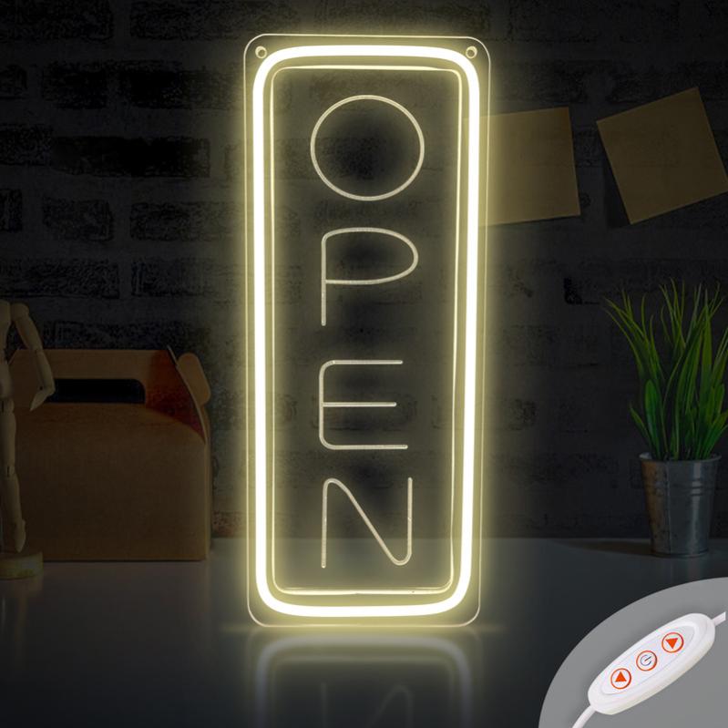 Enseigne ouverte au néon commercial à LED, néon gravé blanc chaud ...