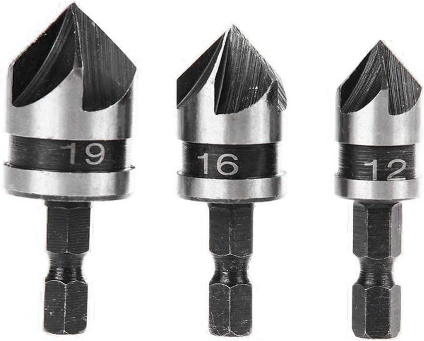 LEMROE 3pcs 90 Degrés 5 Flûte Fraises à Chanfreiner Set Pour Bois ...