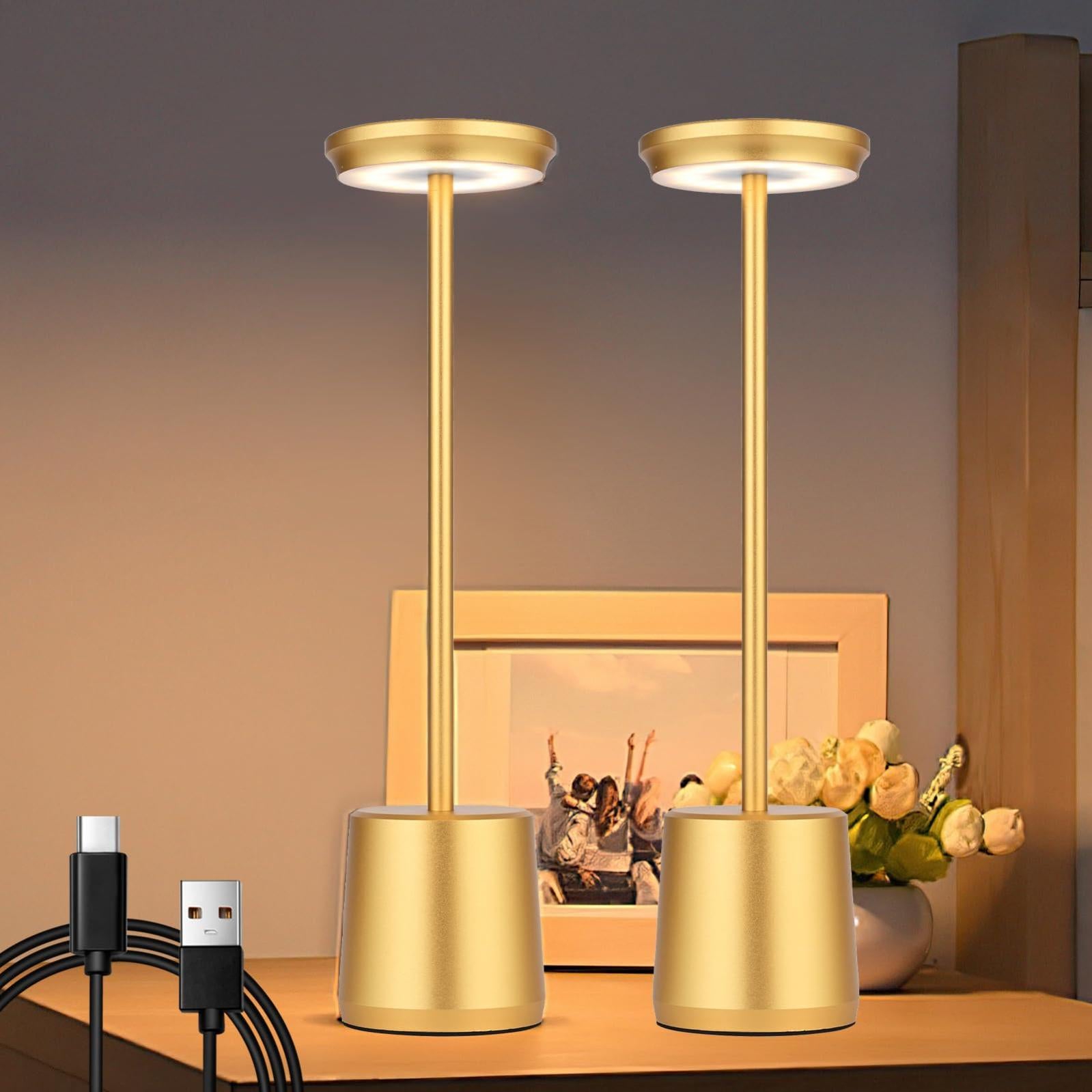 2 lampes de Table sans fil rechargeables, veilleuse à 3 niveaux de ...