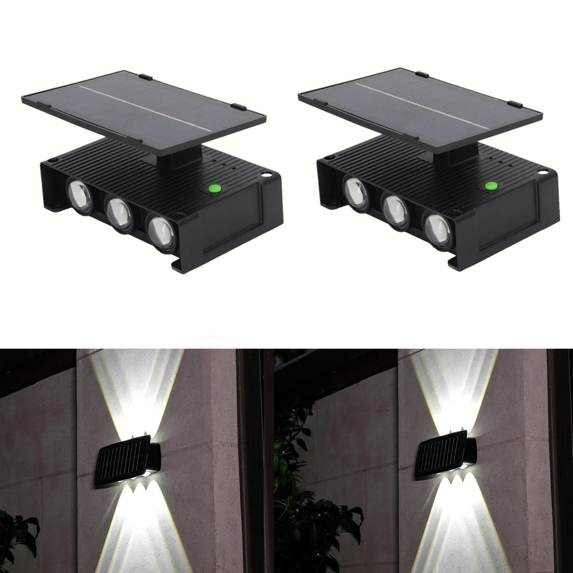 2 appliques murales solaires d'extérieur pour usage extérieur avec 6 lampes blanches, applique ...