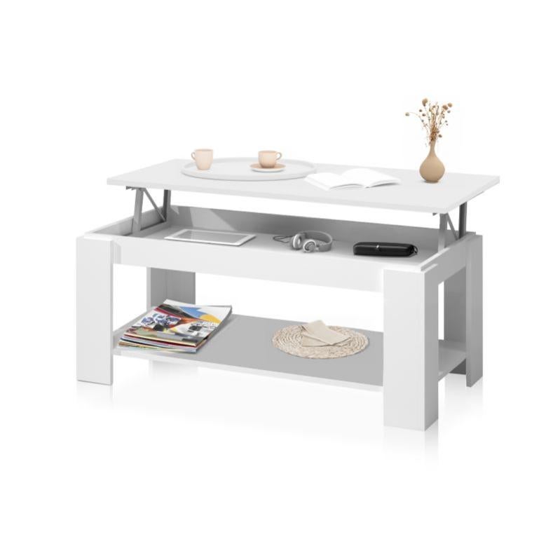 Mesa de centro elevable Lya Blanco Artik (Blanco Mate) 102 x 54 x cm | Leroy Merlin