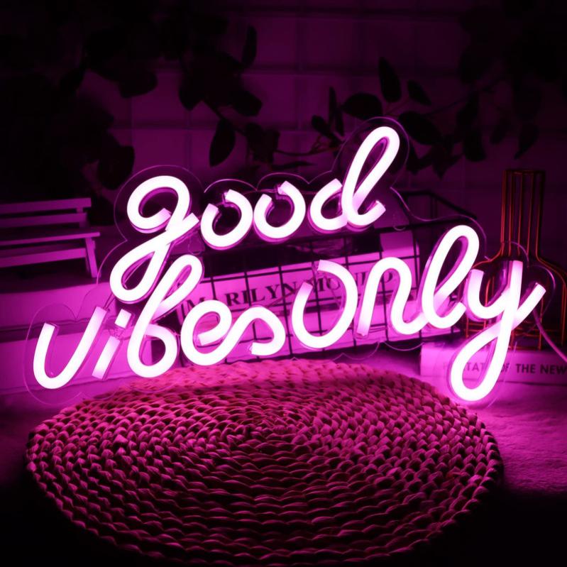 Néon LED Good Vibes Only, Enseigne Lumineuse au Néon LED, Enseignes Lumineuses Décorations ...
