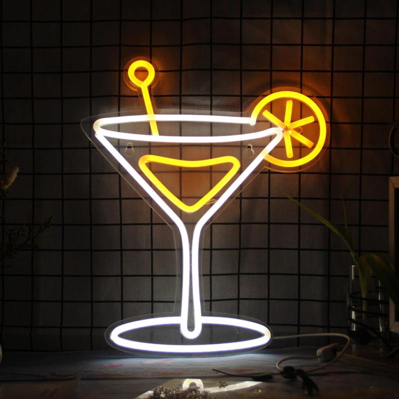 Cocktail verre néon lampe LED USB acrylique cool néon chambre ...