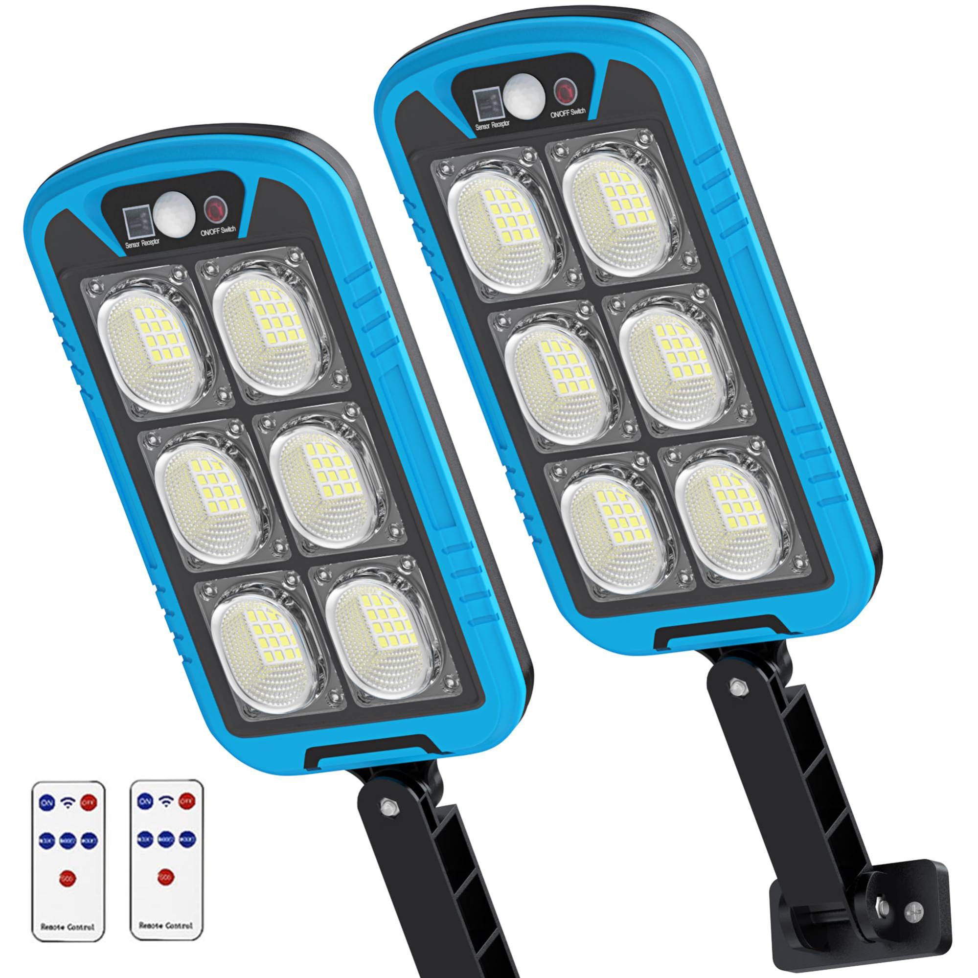 Lot de 2 lampes solaires d'extérieur, lampadaires solaires 150 LED 3 modes avec capteur de ...