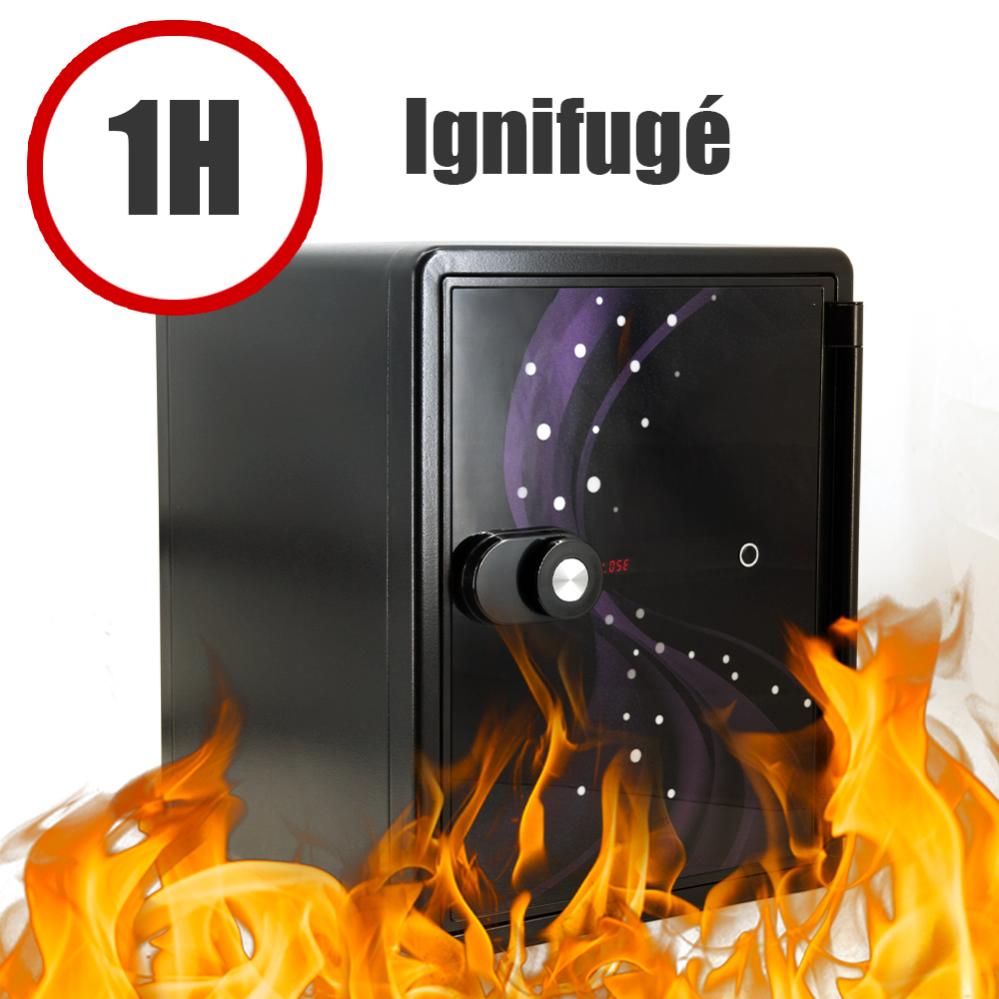Coffre fort ignifuge 40L Anti feu 1H Electronique a code fixation sol ...