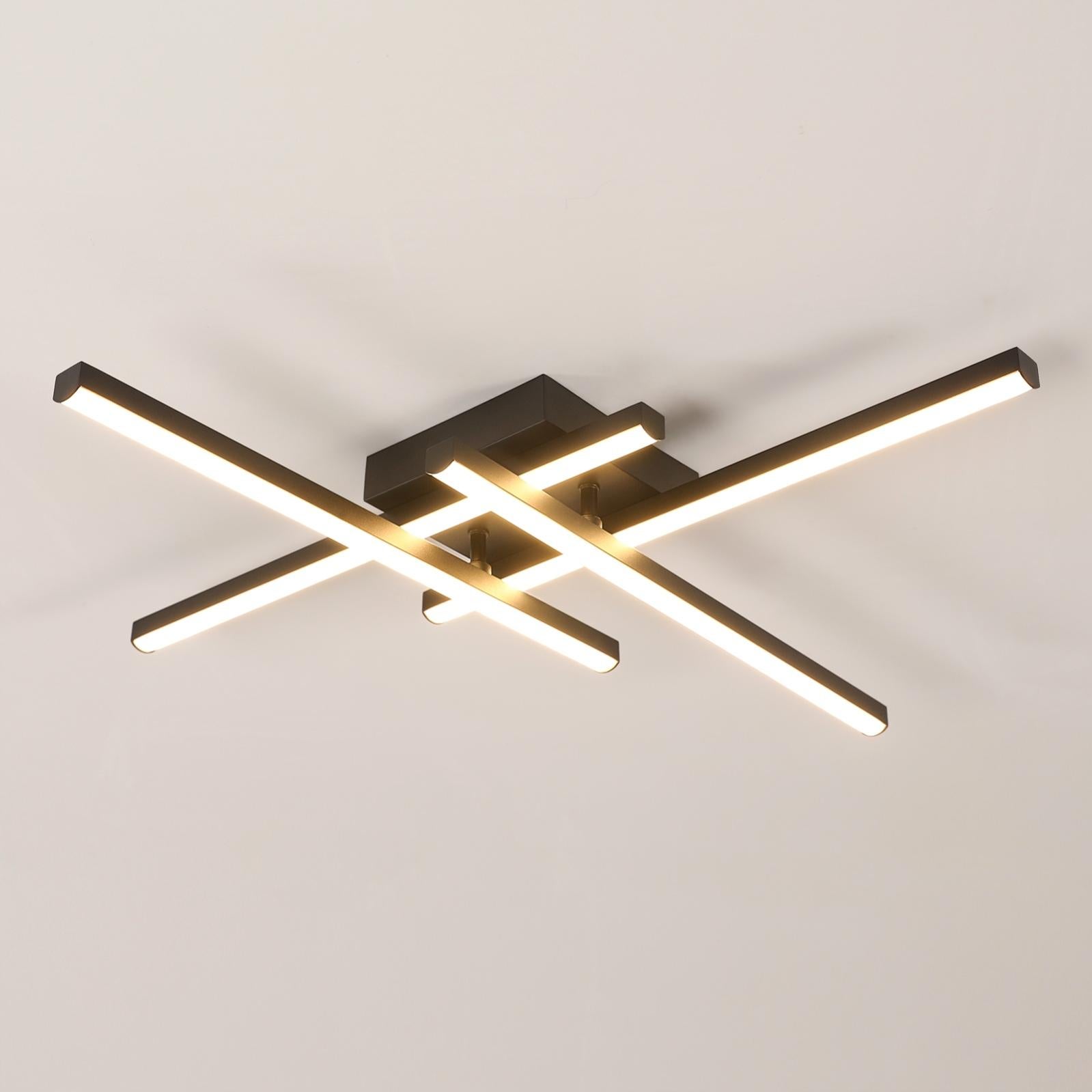 Plafoniere a LED, strisce dritte nere, luce bianca calda 24W 3000K ...