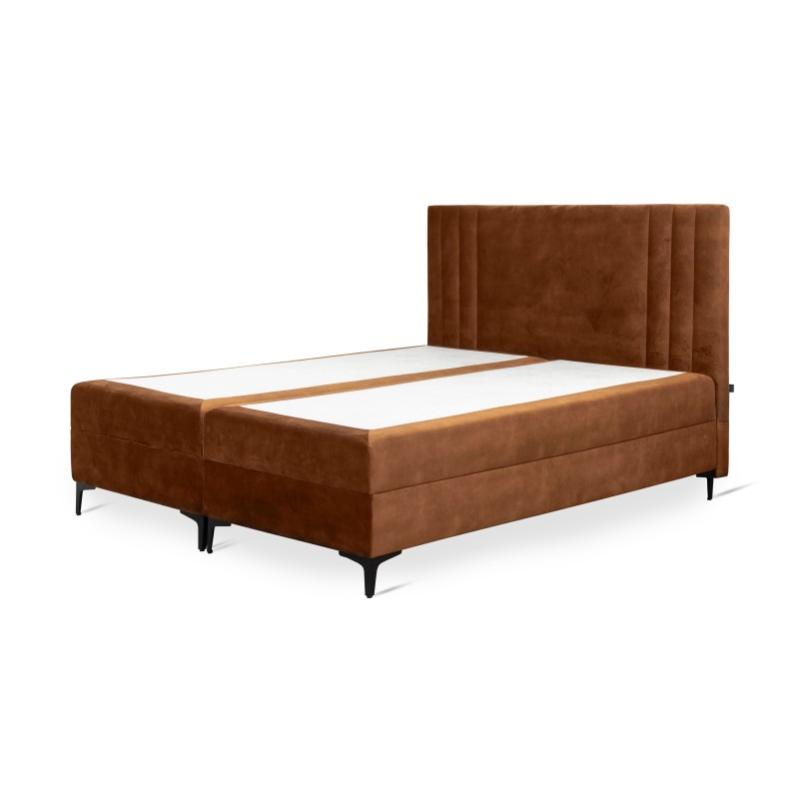 Lit boxspring 180x200 coloris marron avec double coffre - Collection ...