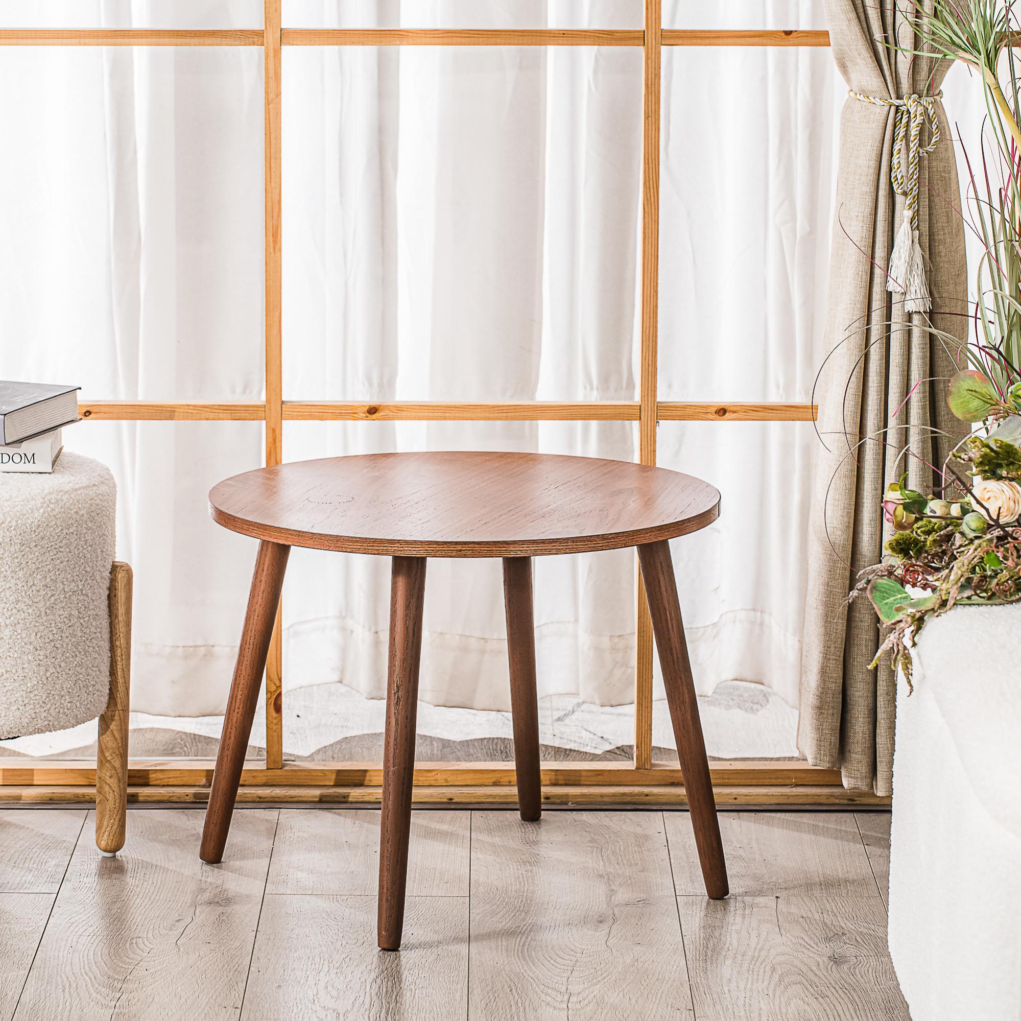 Nordlys - Table Appoint Bout de Canape Meuble Bois Rond Pin Marron ...