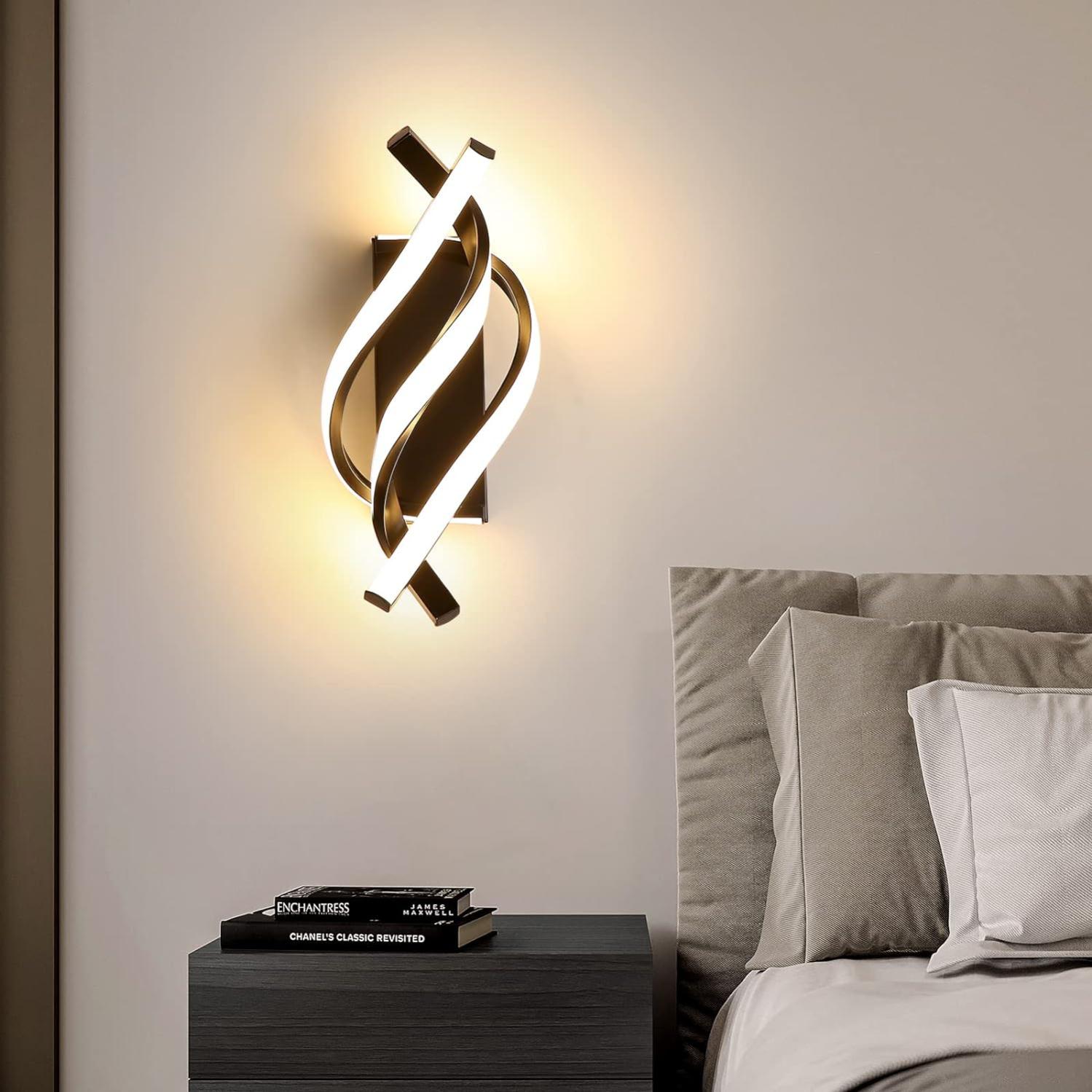 Applique murale noire, applique murale LED spirale moderne, applique ...